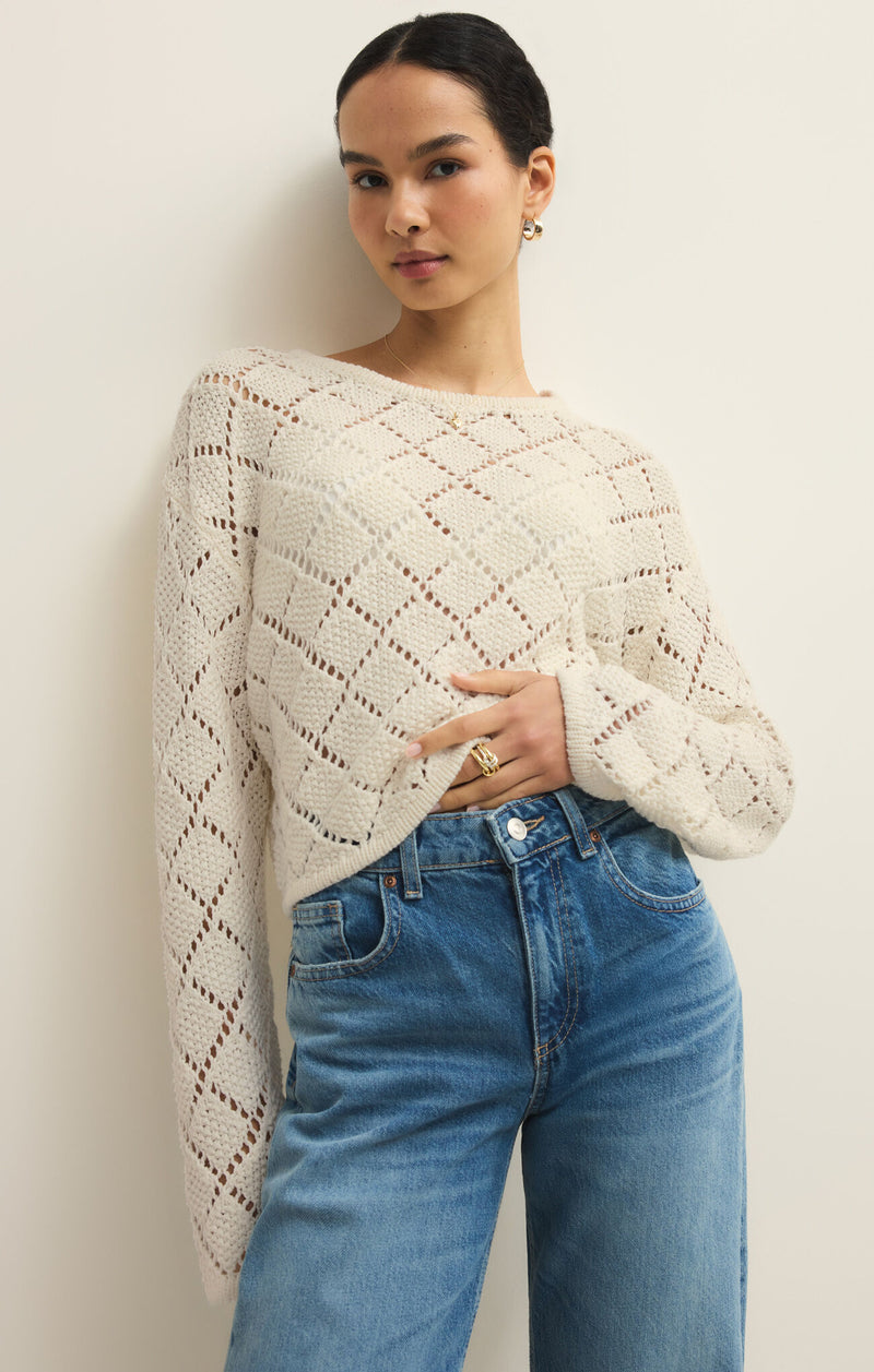 Z Supply Hullen Crochet Sweater | Cotton Knit Top – Lazy Daisy Clothing